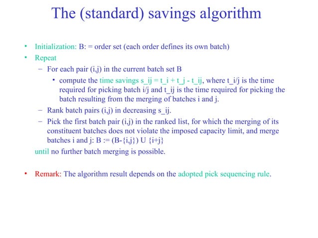 order picking policies pick sequencing batching | PPT