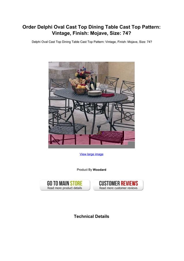 Order delphi oval cast top dining table cast top pattern vintage finish ...