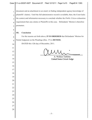 Order Denying Motion for Partial Judgment | PDF