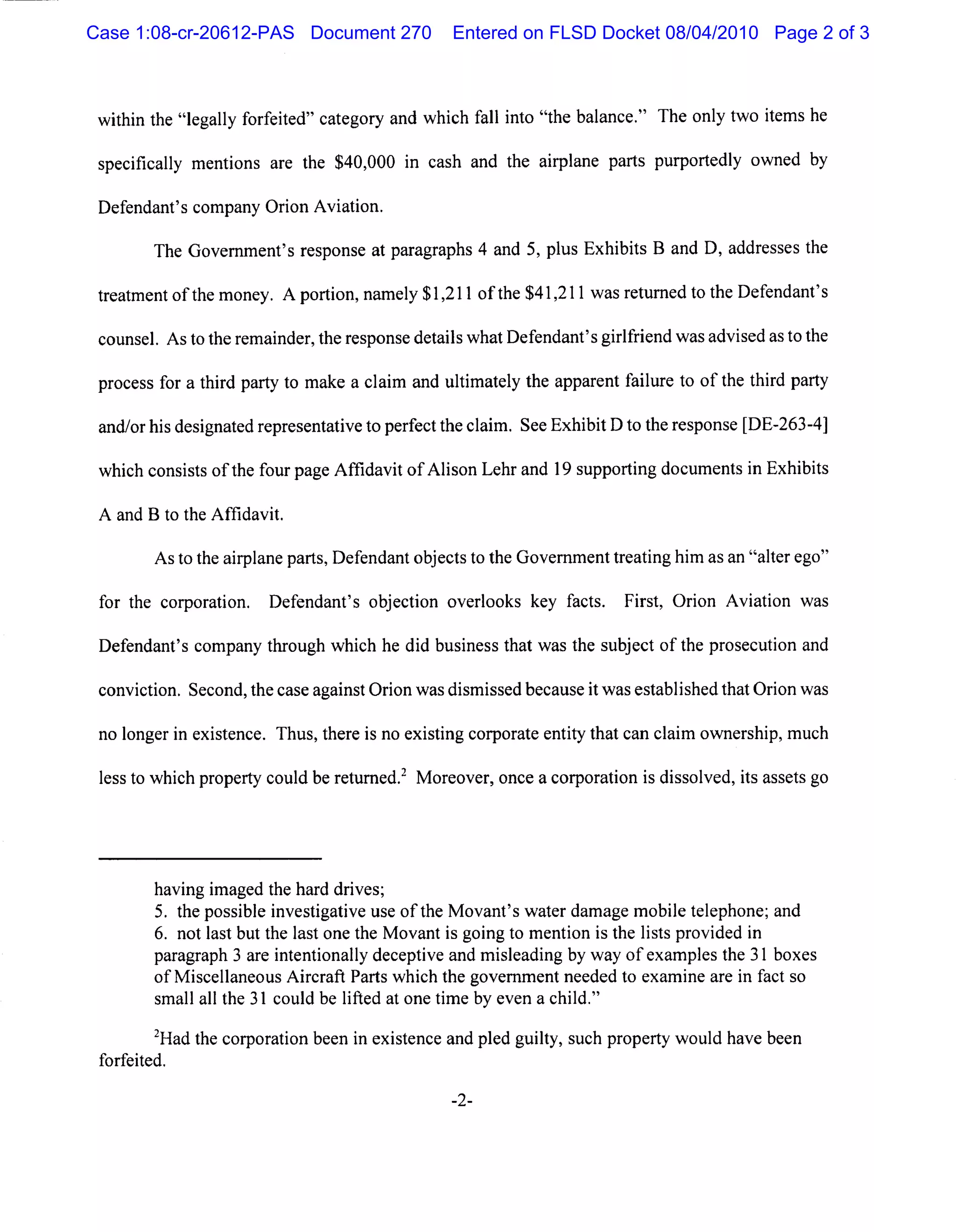 Order denying motion for return of property as moot | PDF