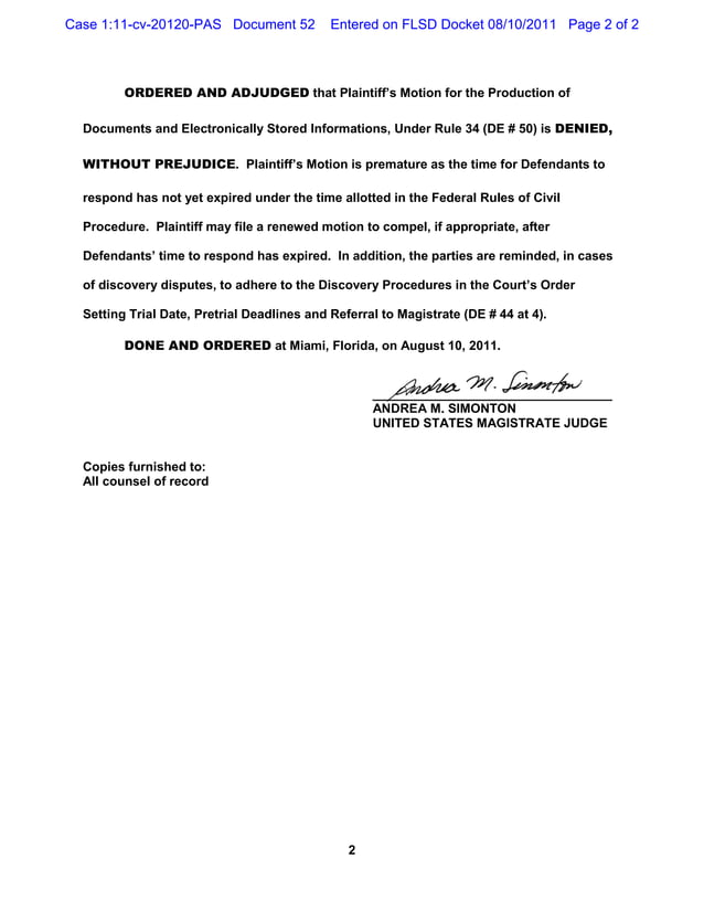 Order denying plaintiff's motion to compel | PDF