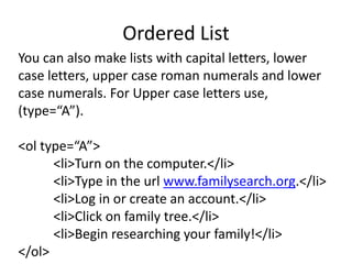 Ordered lists | PPTX