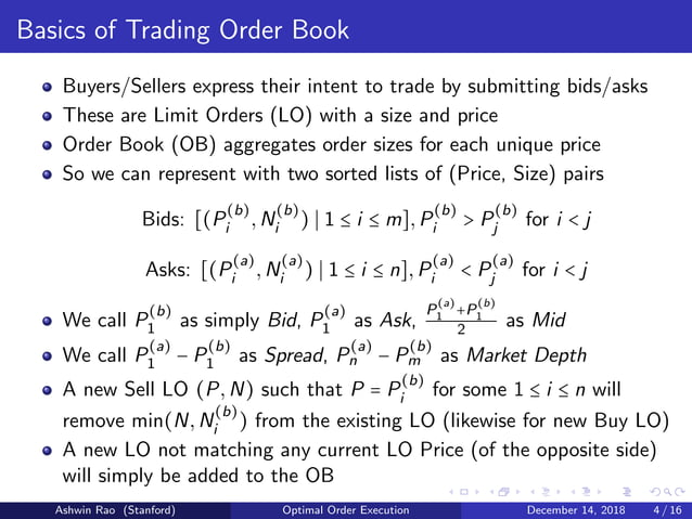 Stochastic Control of Optimal Trade Order Execution | PPT
