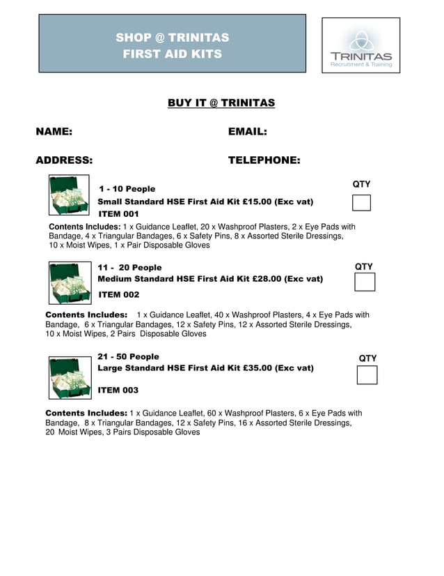 First Aid Order Form | PDF | First Aid | Injuries