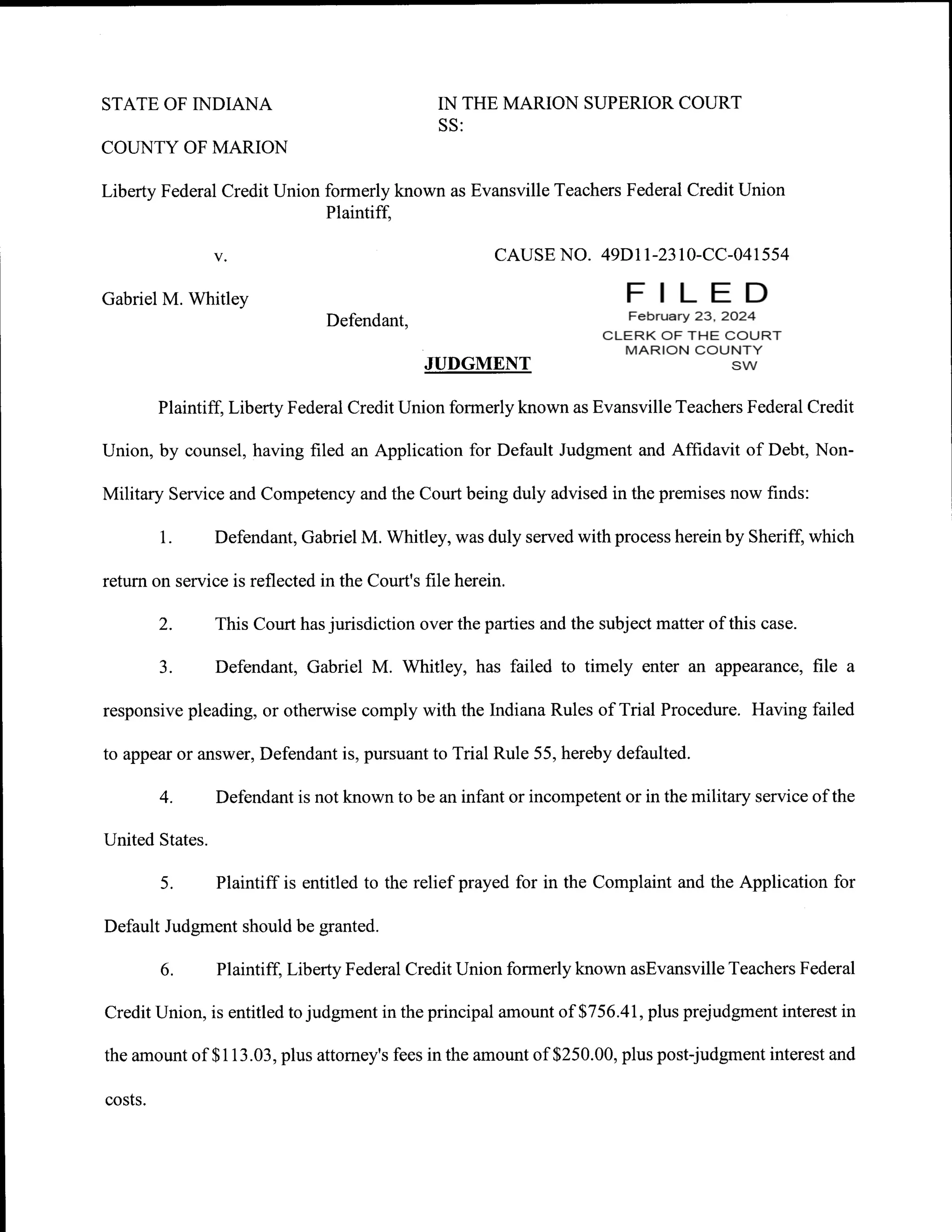 Another Day, Another Default Judgment Against Gabe Whitley | PDF