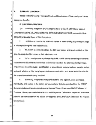 Order granting summary judgment for Mark Smith against IVGID | PDF