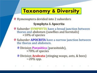 Order Hymenoptera of Agricultural Importance | PPTX