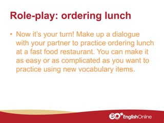 Ordering at a fast food restaurant | PPTX