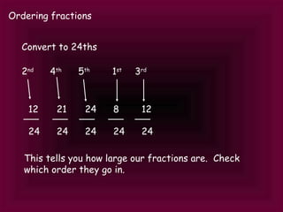 Ordering and comparing fractions with like and unlike denominators | PPT