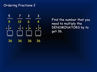 Ordering and comparing fractions with like and unlike denominators | PPT