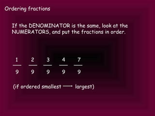 Ordering and comparing fractions with like and unlike denominators | PPT