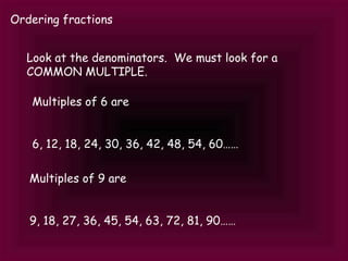 Ordering and comparing fractions with like and unlike denominators | PPT