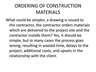 Ordering of construction materials 1 | PPT