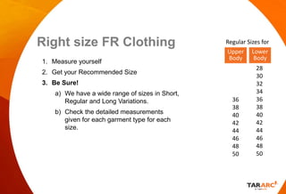 Ordering the right size FR Clothing | PPTX