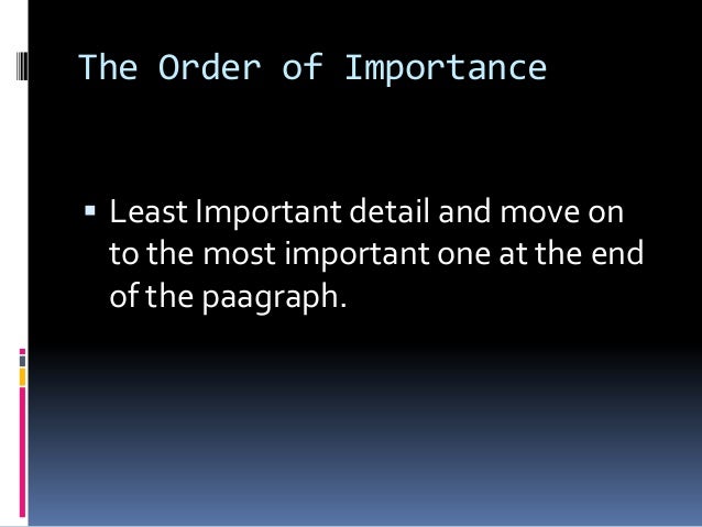 Order in the paragraph