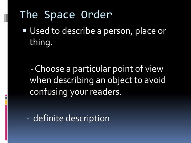 Order in the paragraph