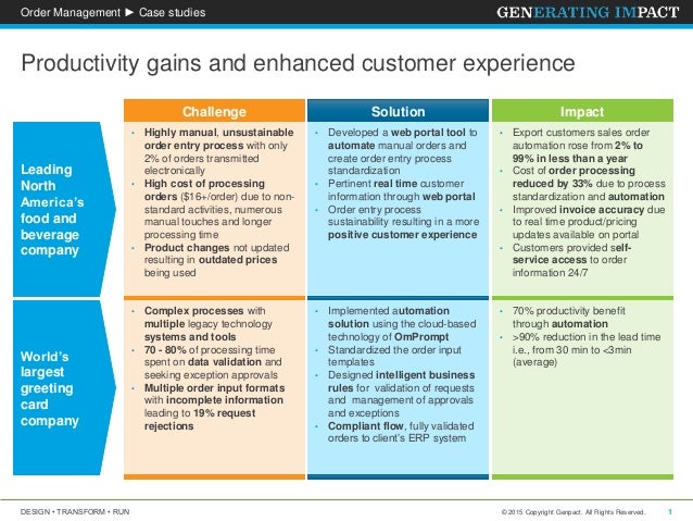70 Productivity Benefit Through Automated Order Management System