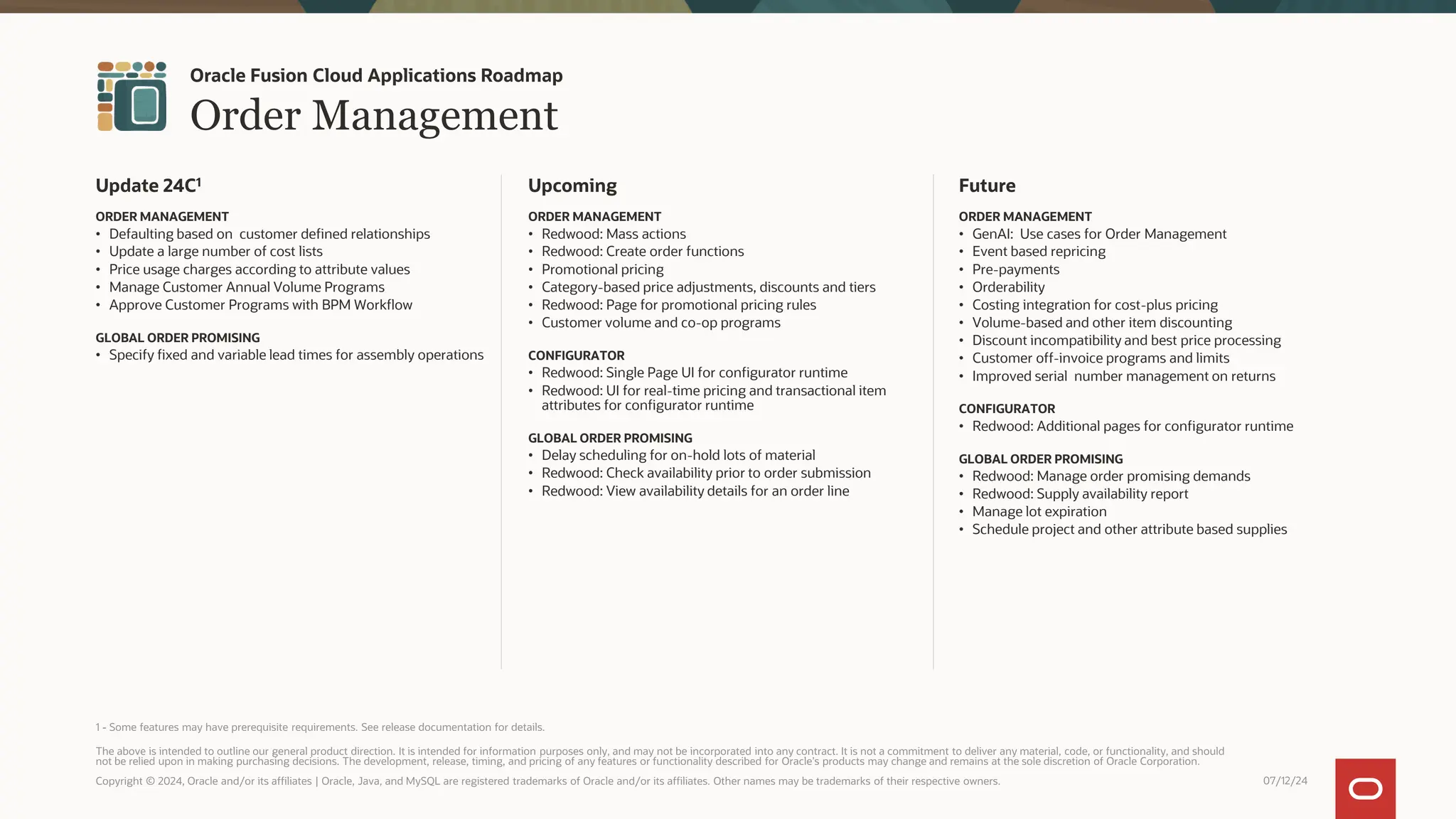 Oracle Fusion Cloud Order Management Roadmap Pdf Business Business And Finance