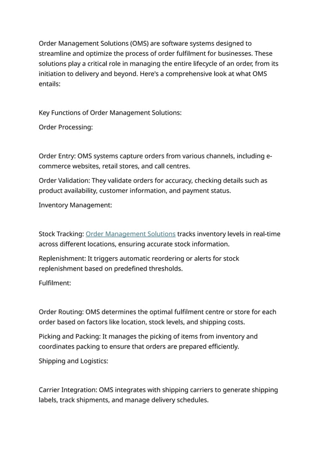 Order Management Solutions - liaamjacobb | PDF