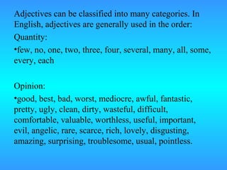 Order of adjectives | PPT