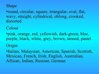 Order of adjectives | PPT