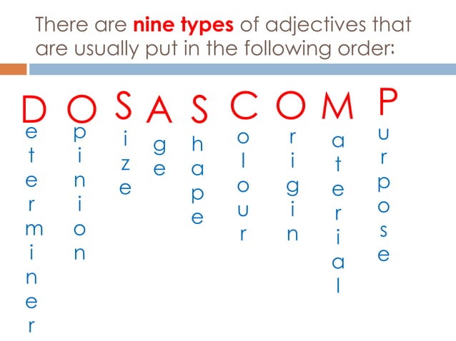 Order of adjectives | PPTX