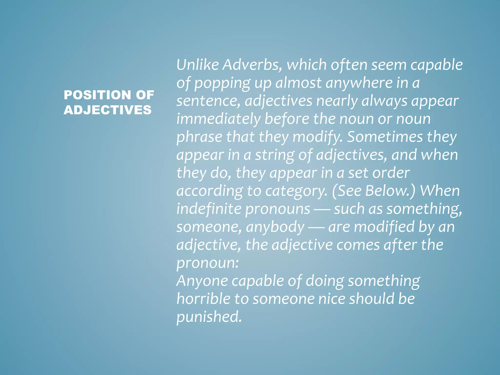 Order of adjectives | PPTX