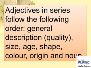 Order of adjectives | PPT