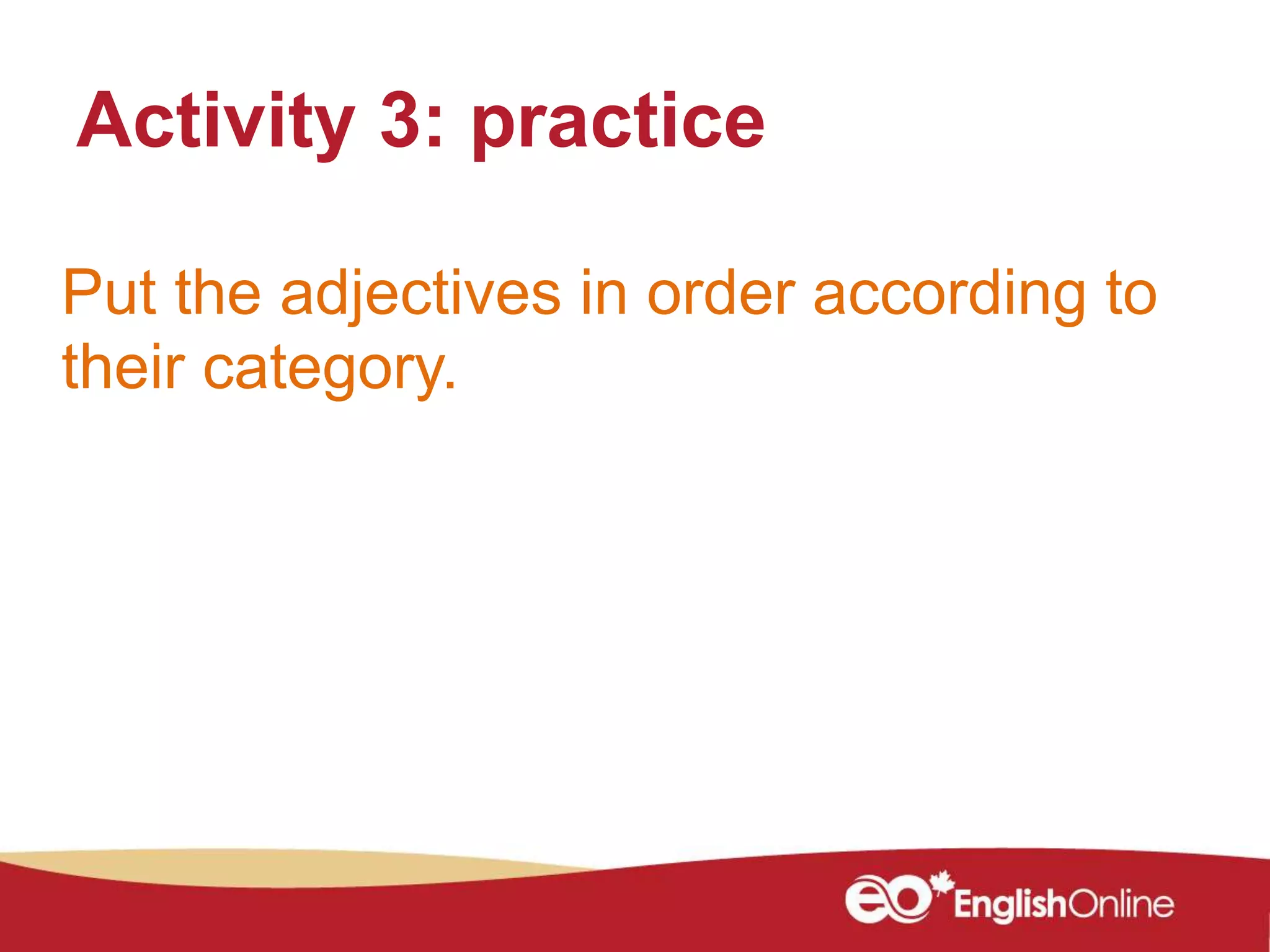 Order of adjectives | PPTX