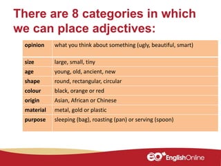 Order of adjectives | PPTX