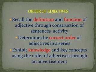 Order of adjectives | PPT