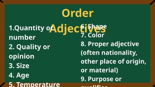 order of adjectives English grade 5 lesson | PPTX