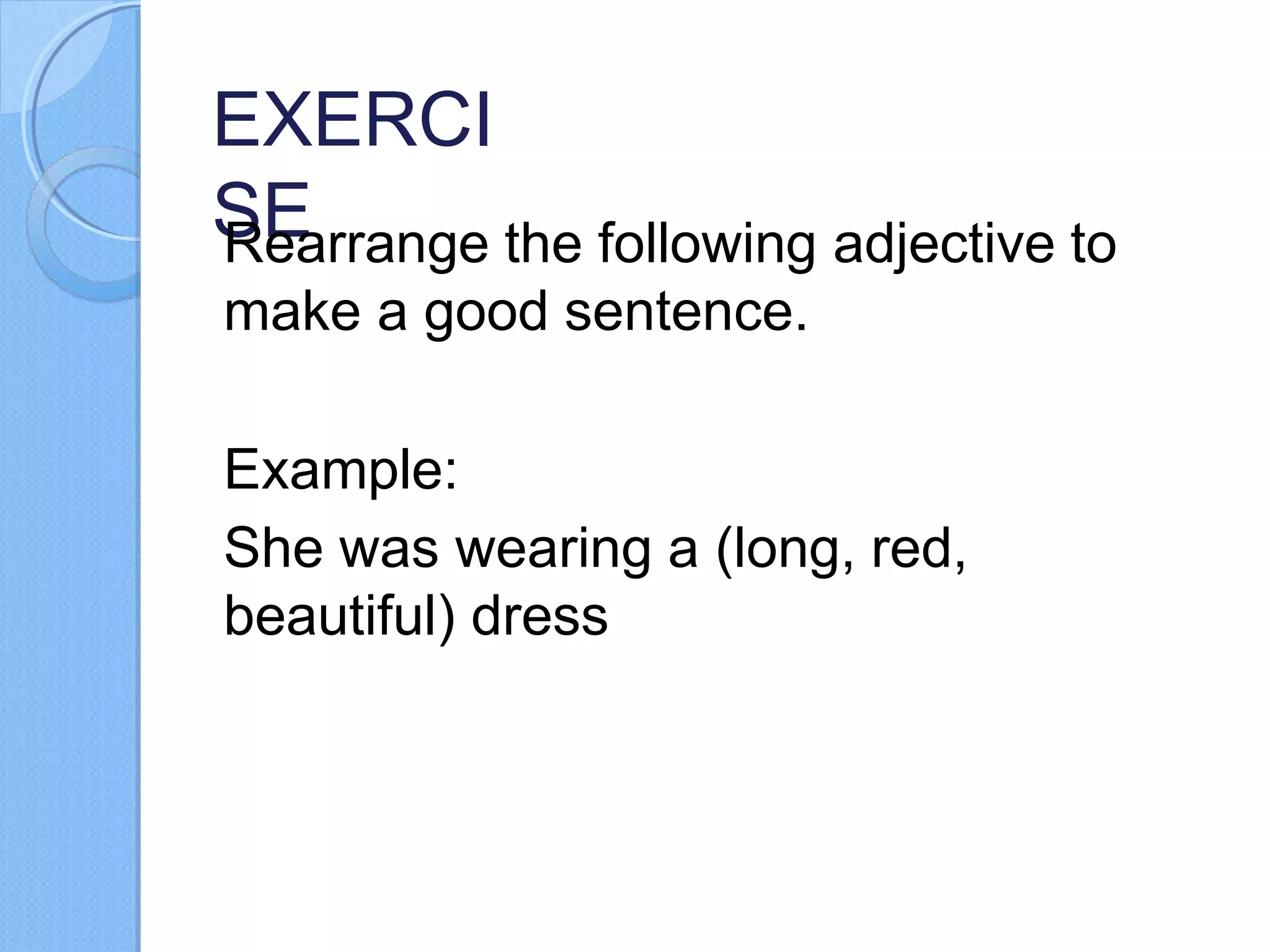 Order of adjectives | PPTX
