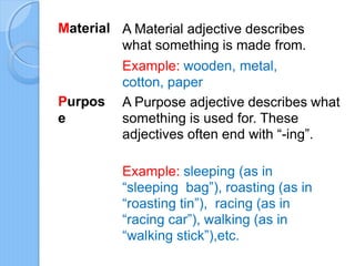 Order of adjectives | PPTX