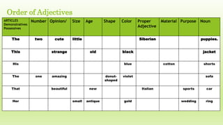 English Lesson: Order of Adjectives in a Series | PPTX