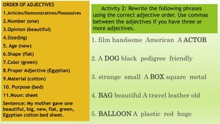 English Lesson: Order of Adjectives in a Series | PPTX