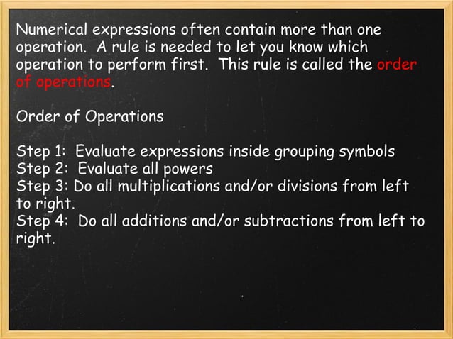 Order of operations | PPT | Physics | Science