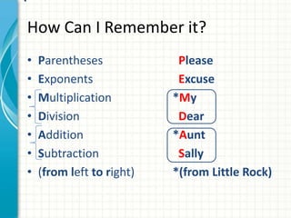 Order of Operations | PPTX