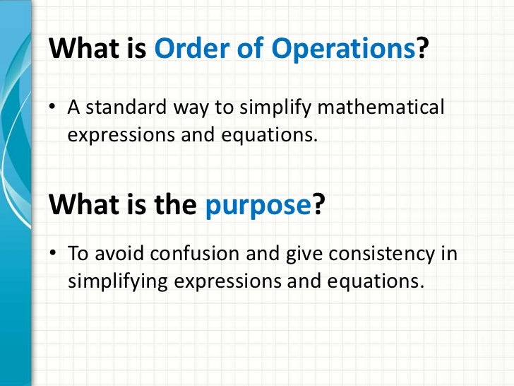 Order of Operations