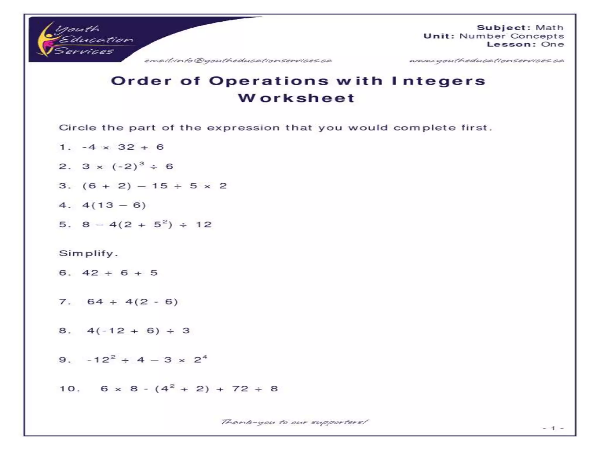 Order of operations | PPTX