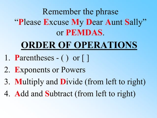 Orderof operations | PPT
