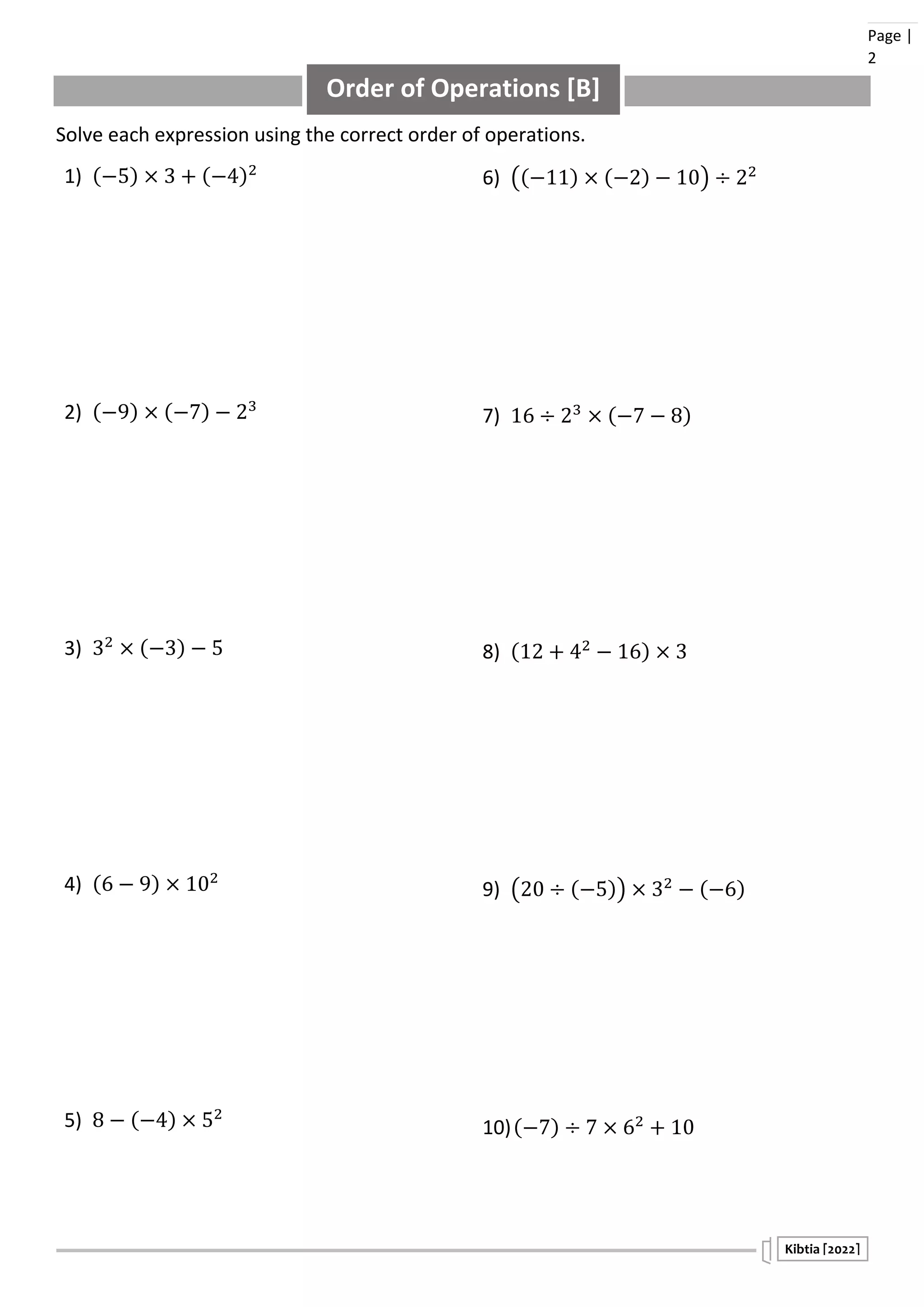 Order of Operations | PDF