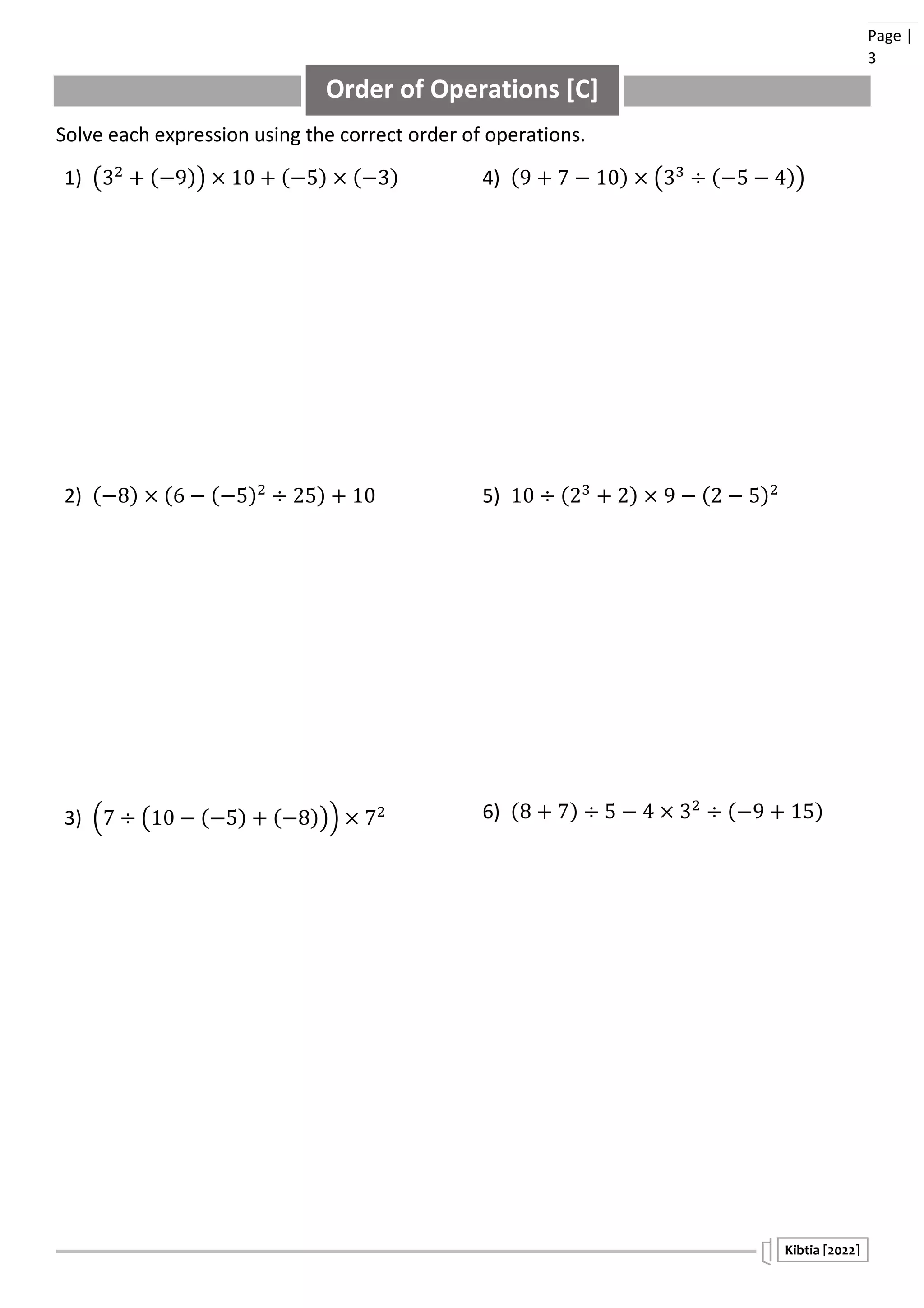 Order of Operations | PDF