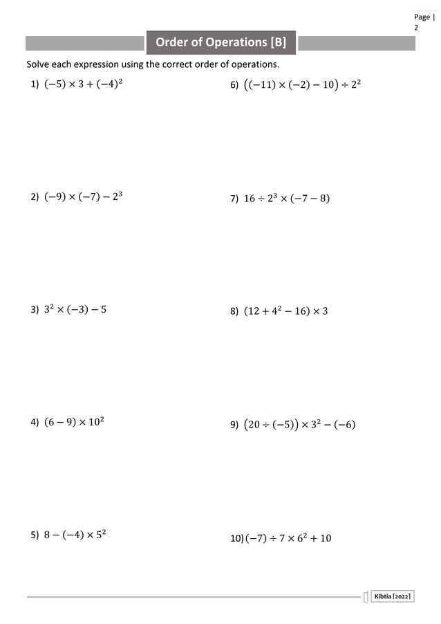 Order of Operations | PDF