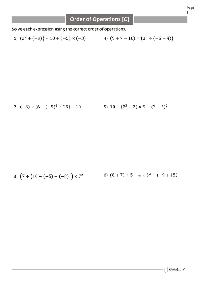 Order of Operations | PDF