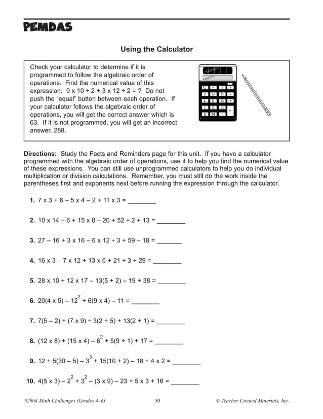 Order of operations basic practice | PDF