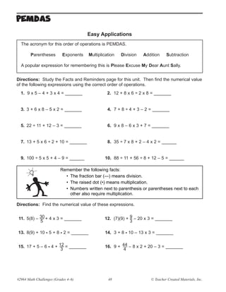 Order of operations basic practice | PDF