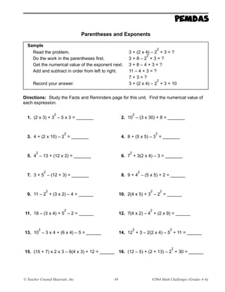 Pemdas Problems Worksheet