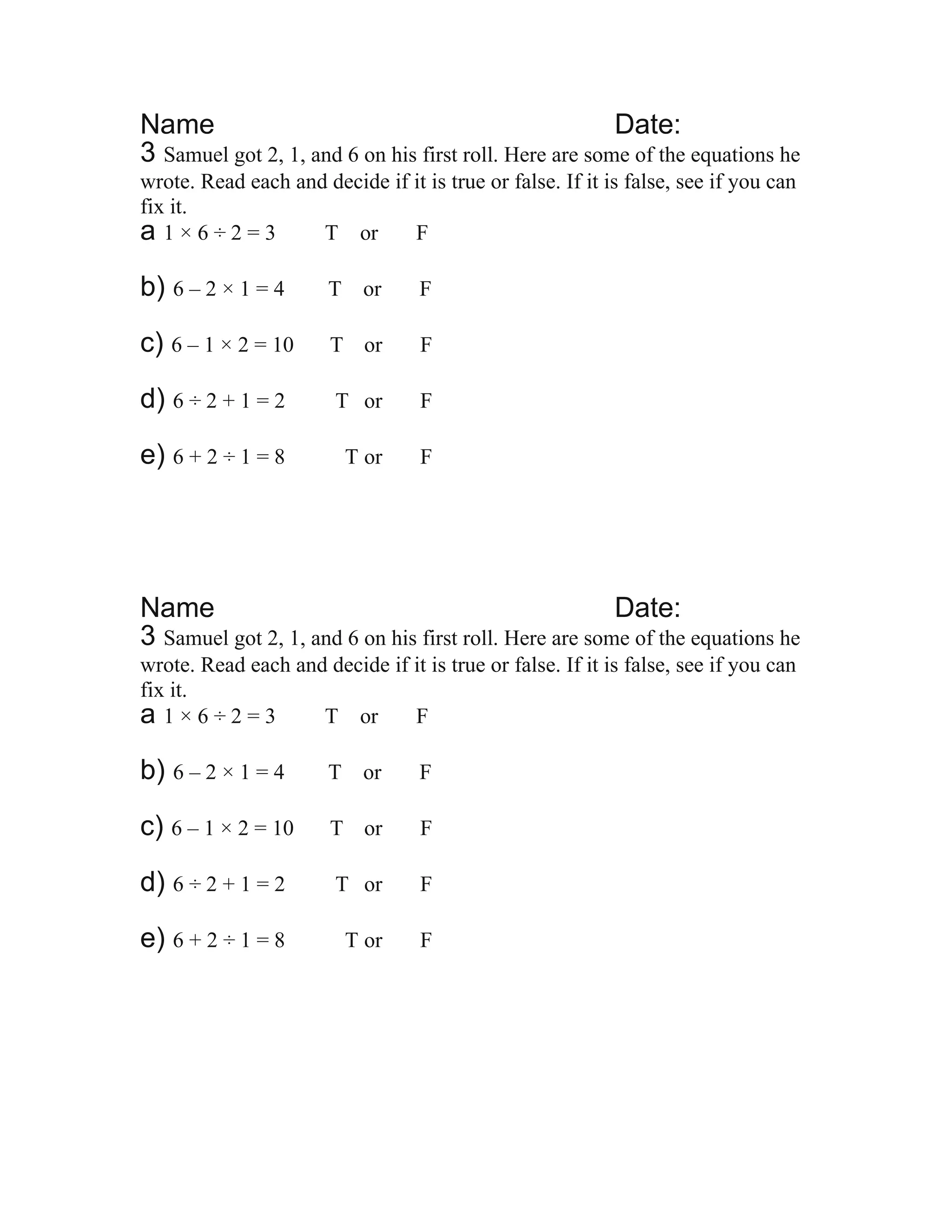 Order of operations do now | DOC | Physics | Science