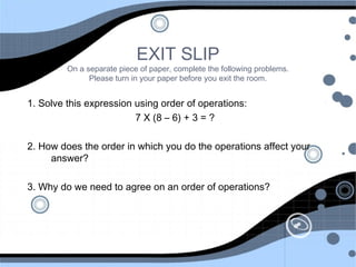 Order of operations ppt lesson | PPT